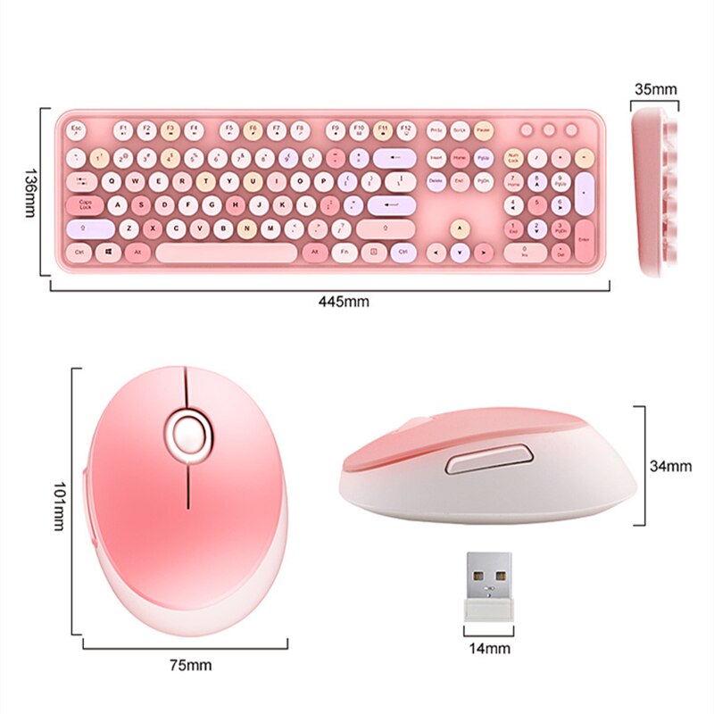 2.4G Wireless Keyboard and Mouse Mixed Color Full-... – Grandado