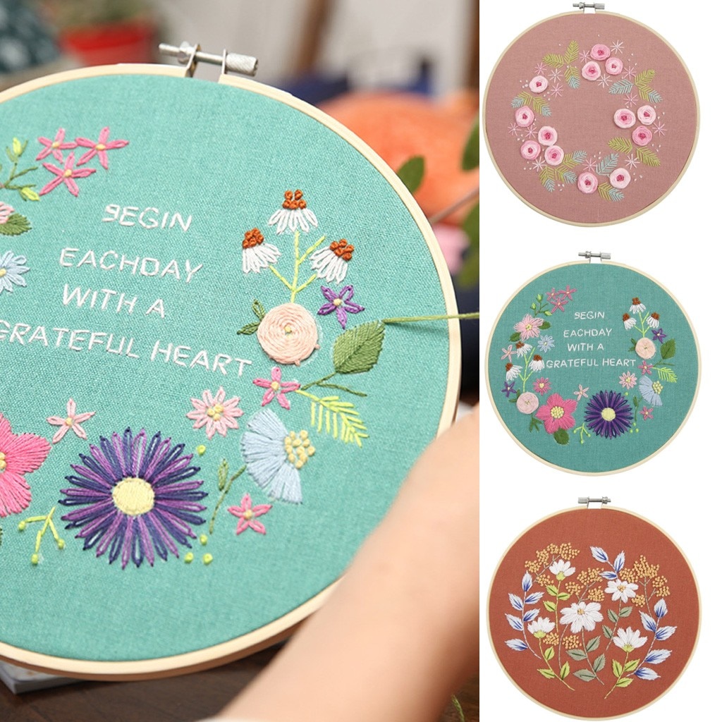 Embroidered Flowers Letters Material Package Embro... – Grandado