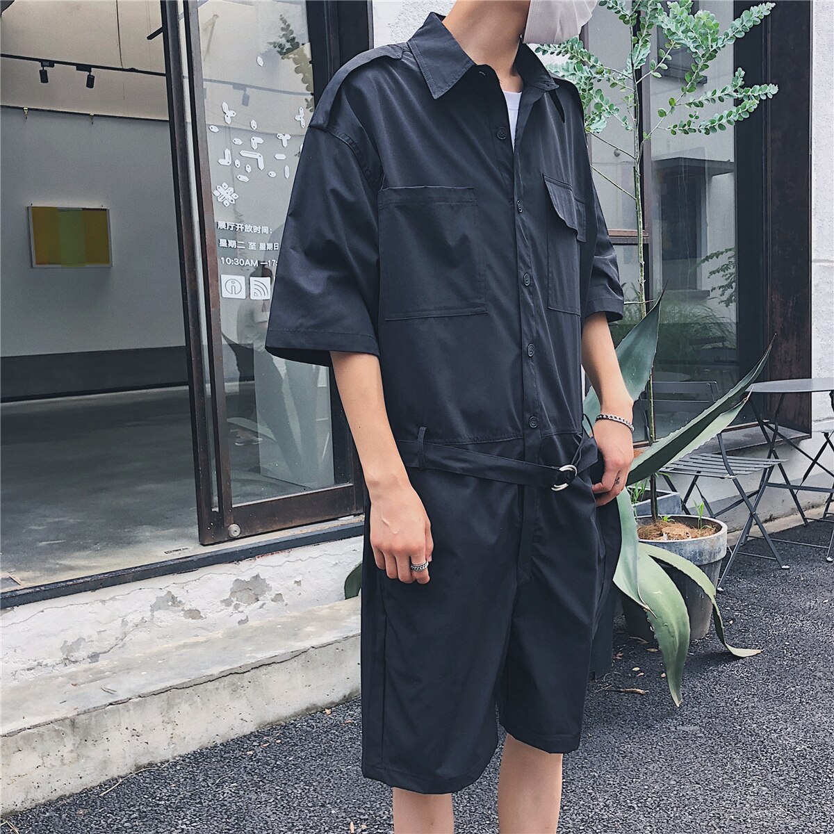 Summer hip hop Short Sleeve Rompers Male Loose Too... – Grandado