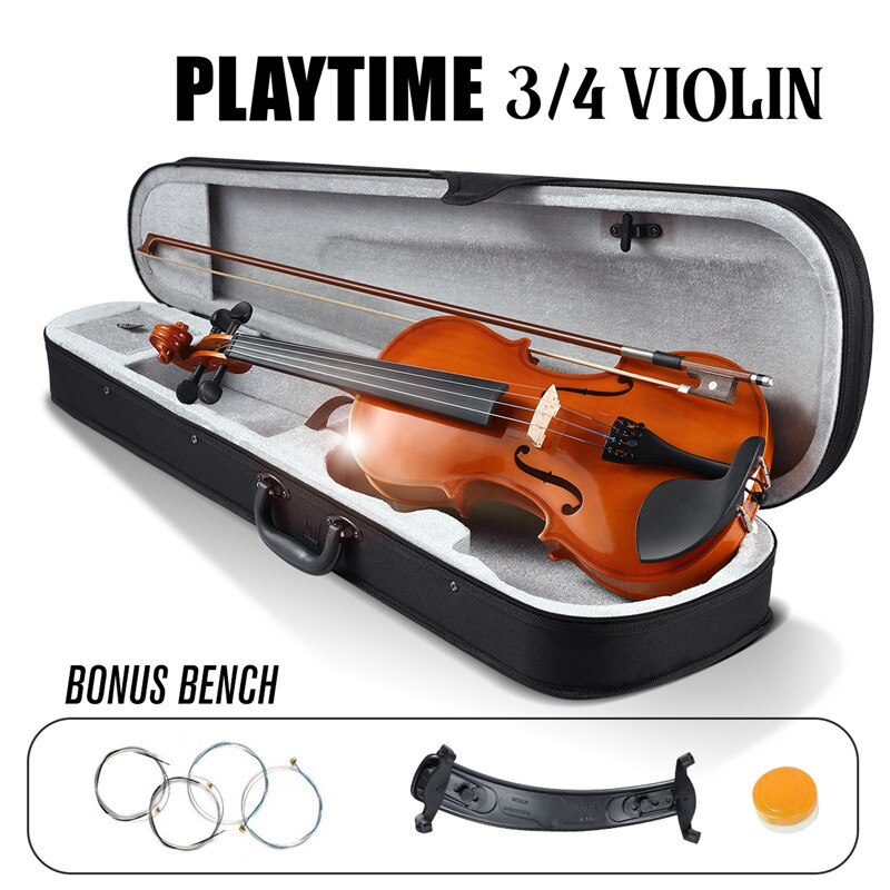 Playtime 3/4 Full-Size Acoustic Violin Student Kit... – Vicedeal