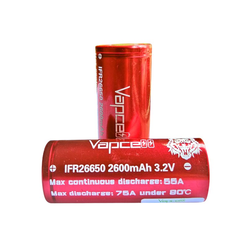 Vapcell li ion battery with flaw 26650 2600mah 55A... – Grandado