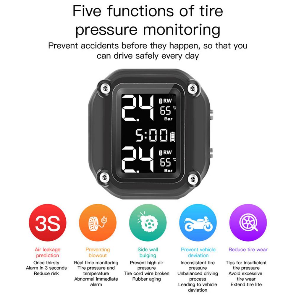 Wireless Motorcycle TPMS Tire Pressure Monitoring ... – Grandado