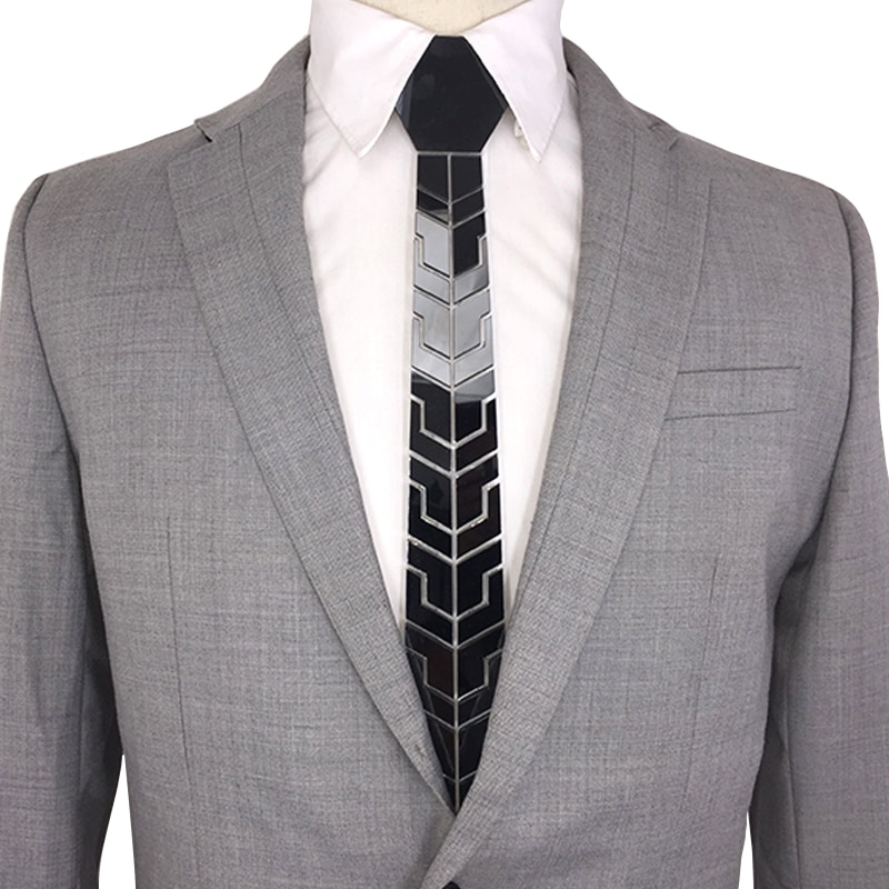 Black Matte Plexiglass Acrylic Plaid Necktie Slim ... – Vicedeal