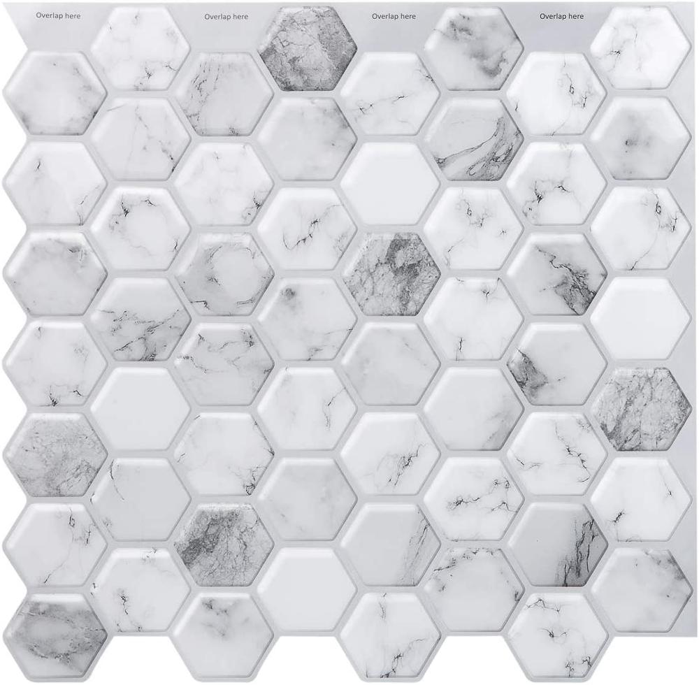 Hexagon White Stone texture Vinyl Sticker Self Adh... – Grandado