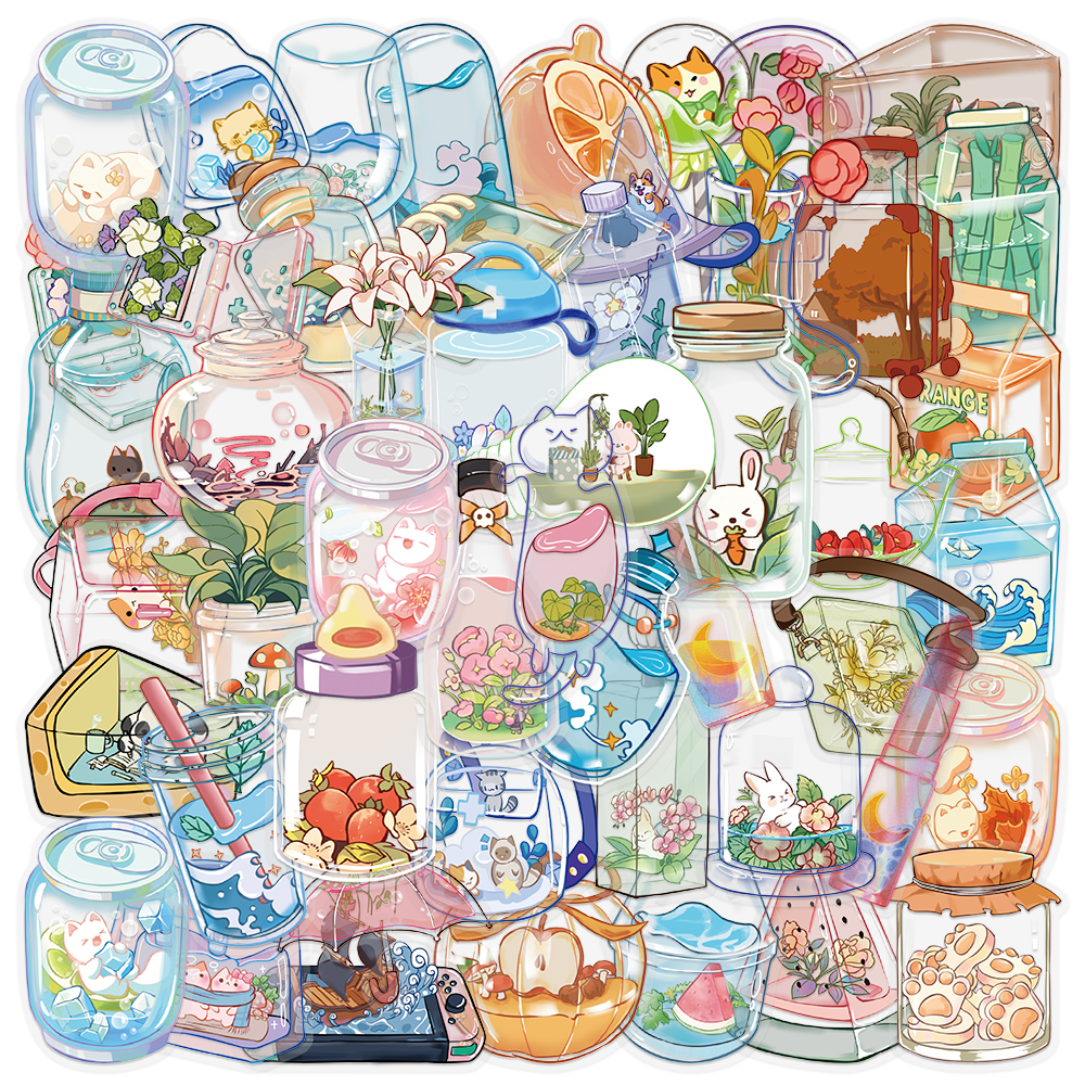 50pcs cartoon transparent object stickers luggage ... – Grandado