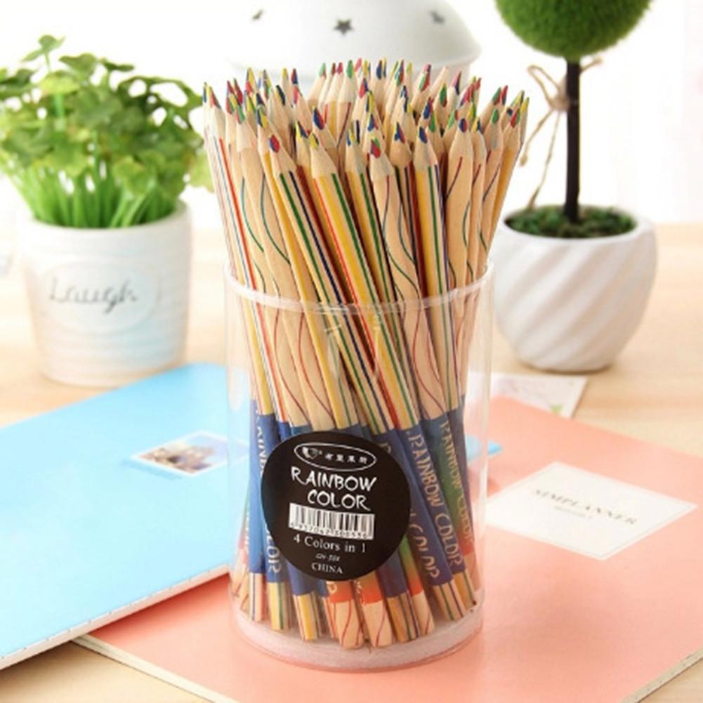 10PCS Rainbow Color Pencil Four-Color Lead Wooden ... – Vicedeal