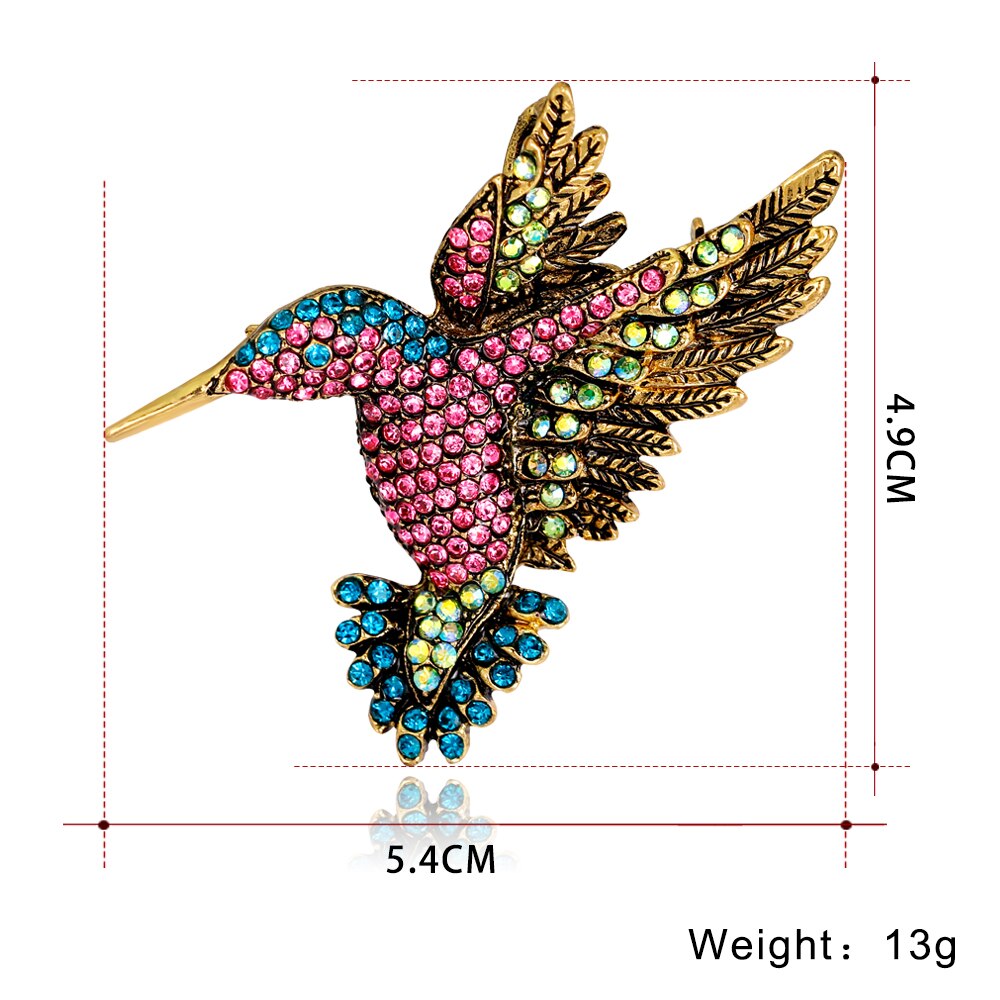 Hummingbird Brooch Pin Crystal Rhinestone Animal B... – Grandado