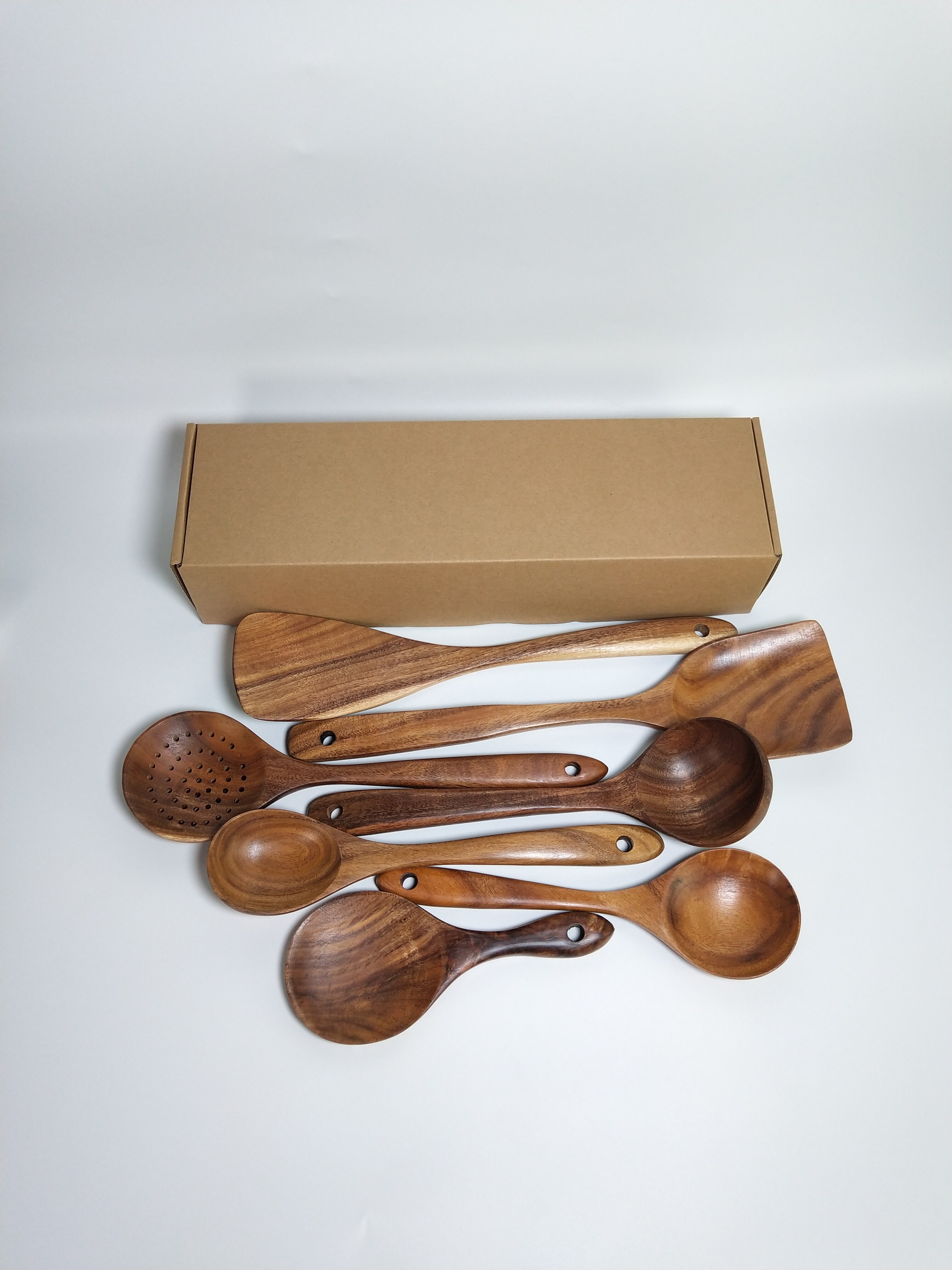 Teak natural wood tableware spoon colander spoon s... – Vicedeal
