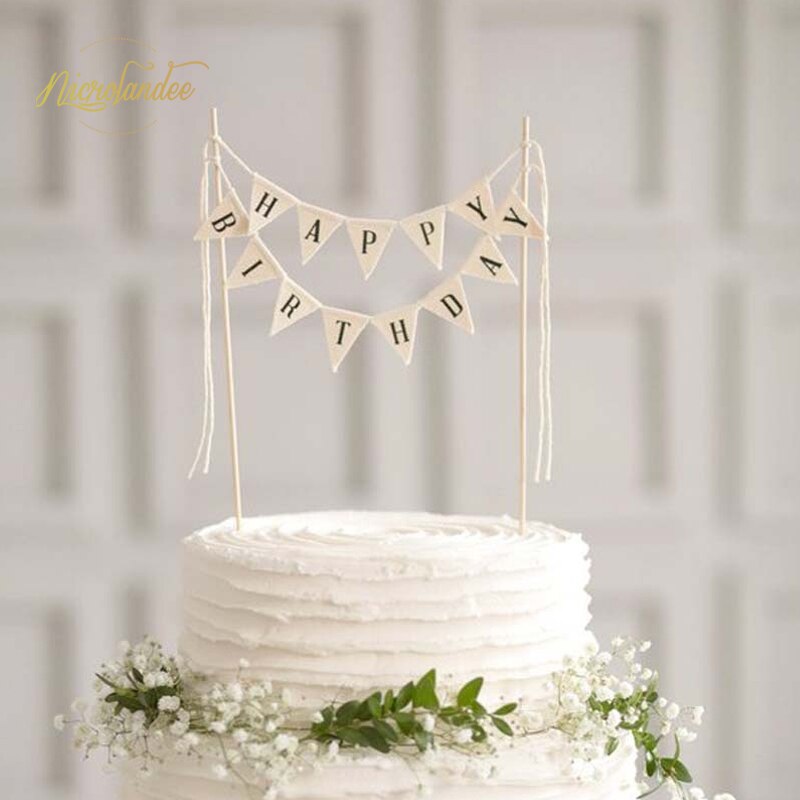Banderín NICROLANDEE Topper para tarta de feliz cu... – Grandado