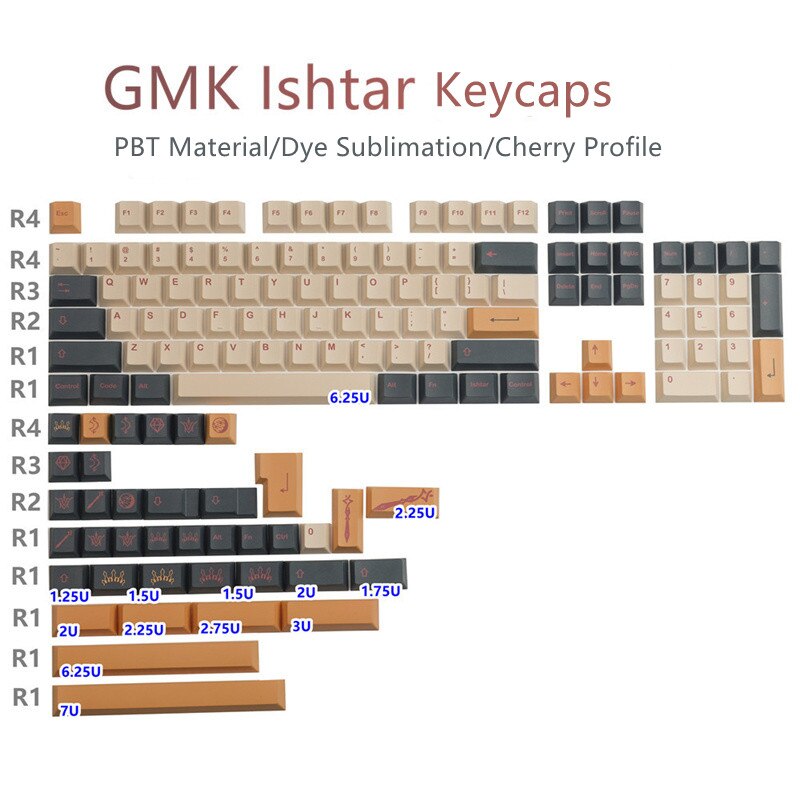140 Keys GMK Ishtar Keycap Set Dye Sub Keycaps Che... – Vicedeal