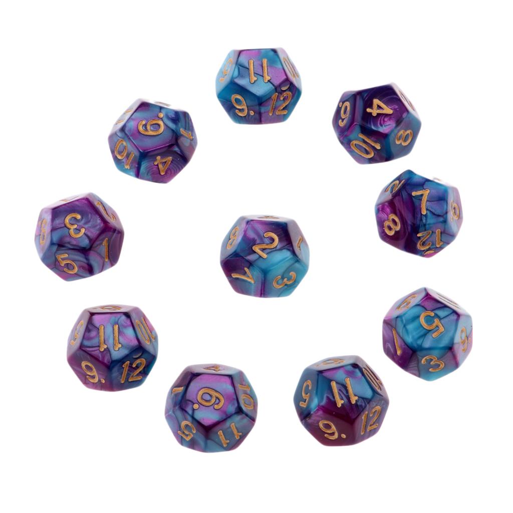 Pack of 10 D12 Multi-Sided Polyhedron Dice Colors ... – Grandado