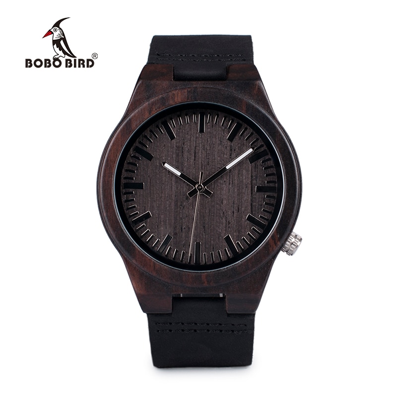 BOBO BIRD WB12 Men's Asymmetric Ebony Wooden Watch... – Grandado