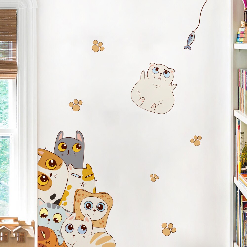 Kawaii Cats Cartoon Wall Sticker for Baby Room Nur... – Grandado