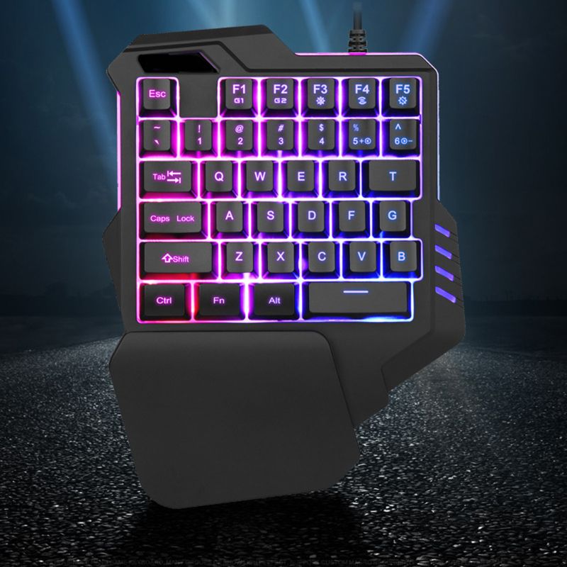 Portable One-Handed Gaming Keyboard RGB Backlit Mi... – Grandado