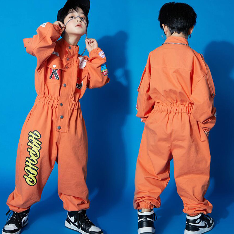 Kids Cool Short Sleeve Hip Hop Clothing orange Jum... – Grandado