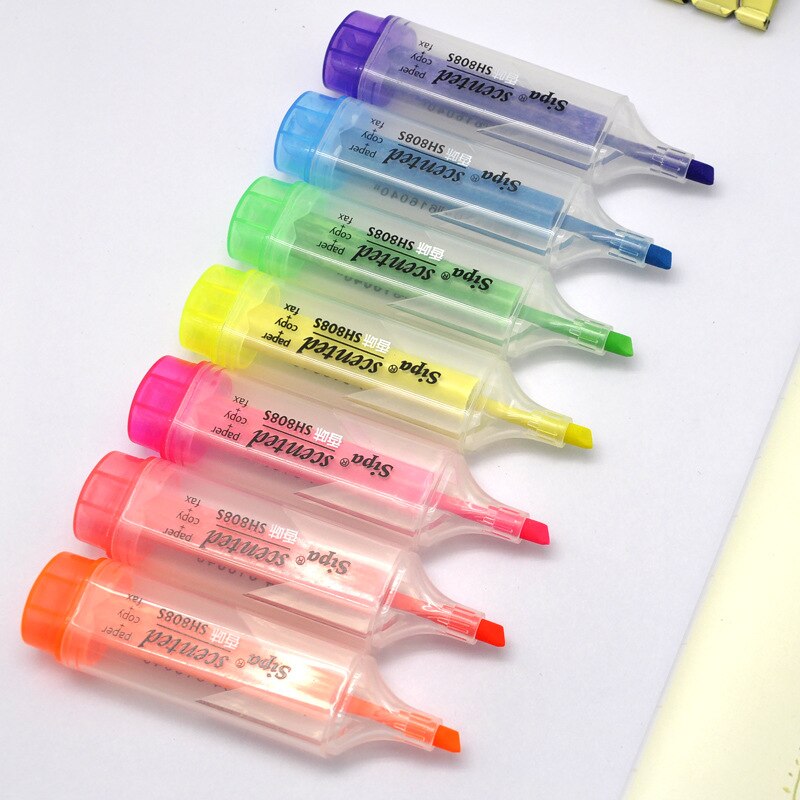 7pcs Scented color Highlighter pen Transparent bod... – Grandado