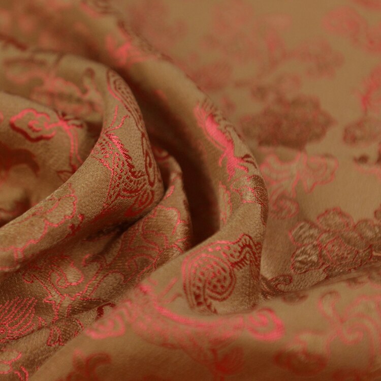 Browm china style dragon silk rayon blended fabric... – Vicedeal