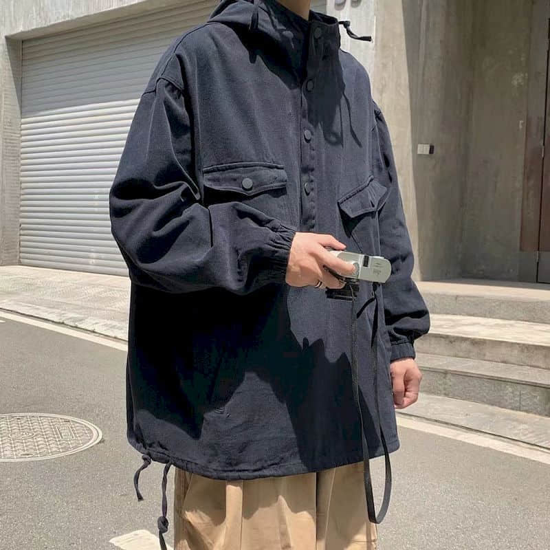 Men's tooling jacket Japanese retro hooded stu... – Grandado