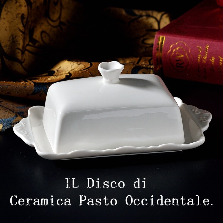Western retro food plate white ceramic butter plat... – Grandado