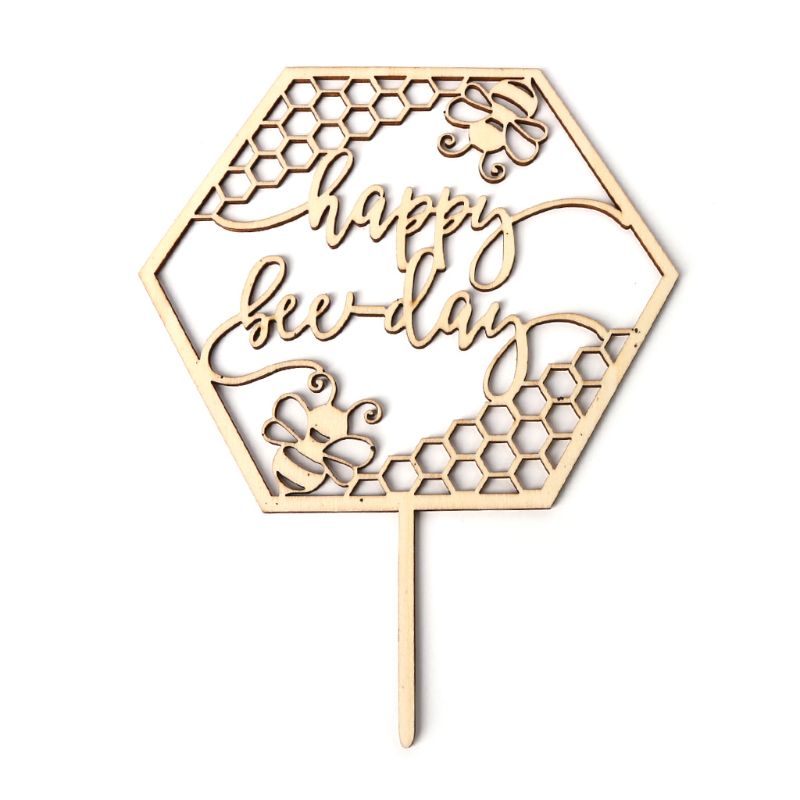 Rustic Wooden Happy Bee Day Cake Topper Cupcake Pi... – Grandado