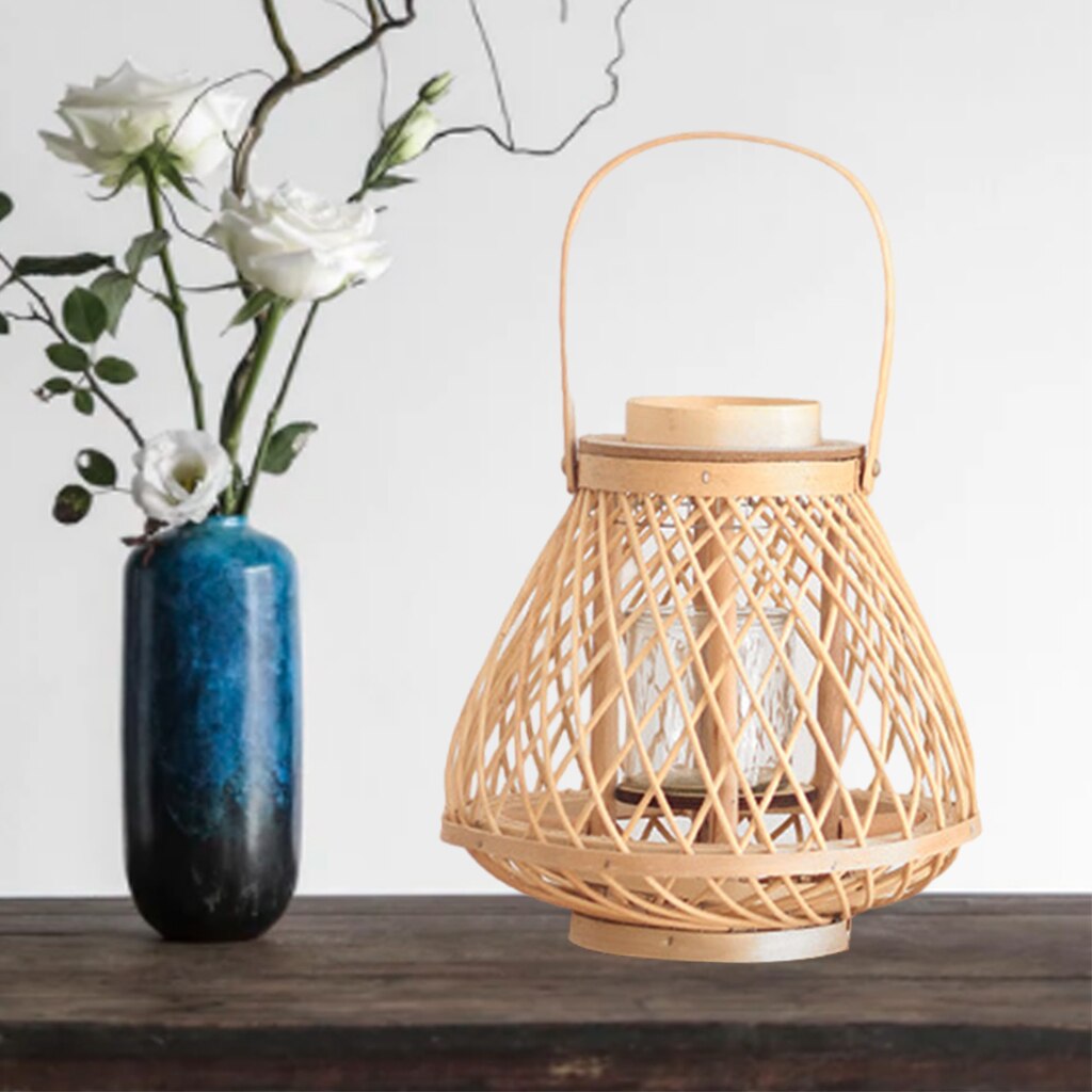 Bamboo Rattan Hollow Hanging Lantern Hand Woven Te... – Grandado