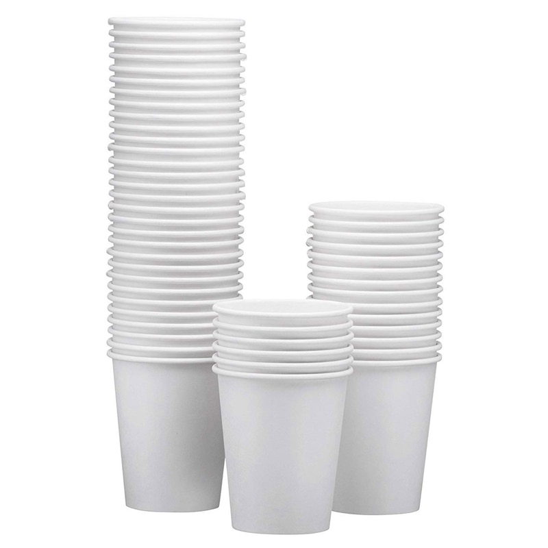 ! 100-Pack 8 Oz White Paper Disposable Cups - /Col... – Grandado