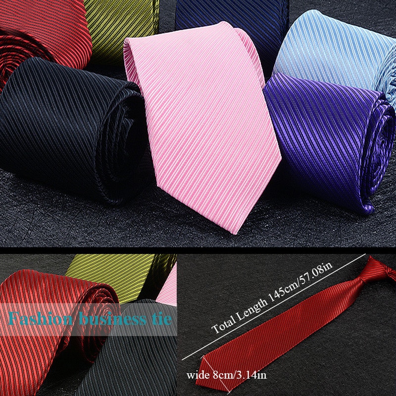 8cm Men Stripe Solid Ties Wedding Suit Business Pa... – Vicedeal