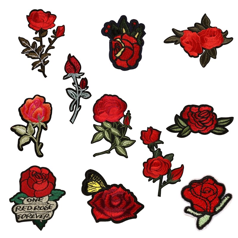 11Pcs Assorted Rose Flower Patch Embroidered Iron ... – Grandado