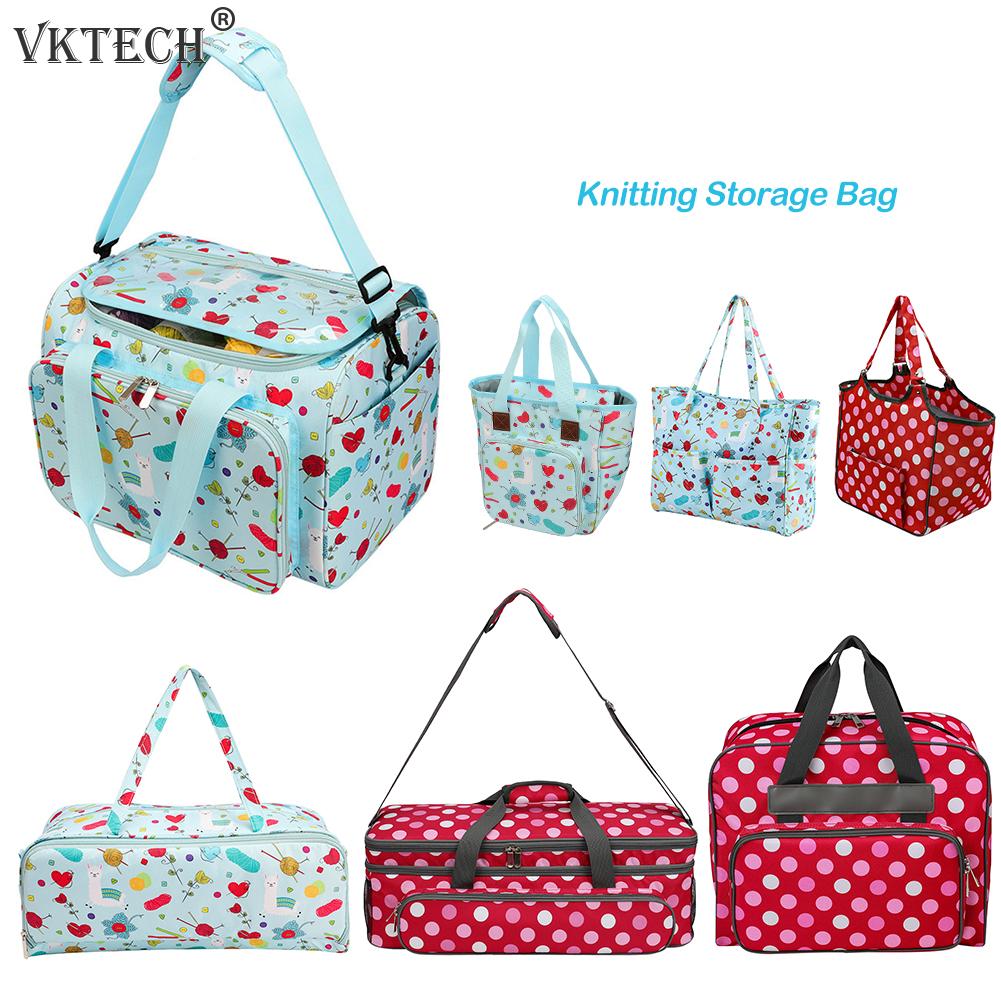 Printed Embroidery Storage Bag Large Capacity Knit... – Grandado