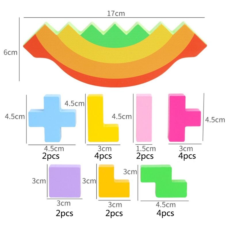 Baby Wooden Tangram Brain Teaser Puzzle Rainbow Ba... – Grandado