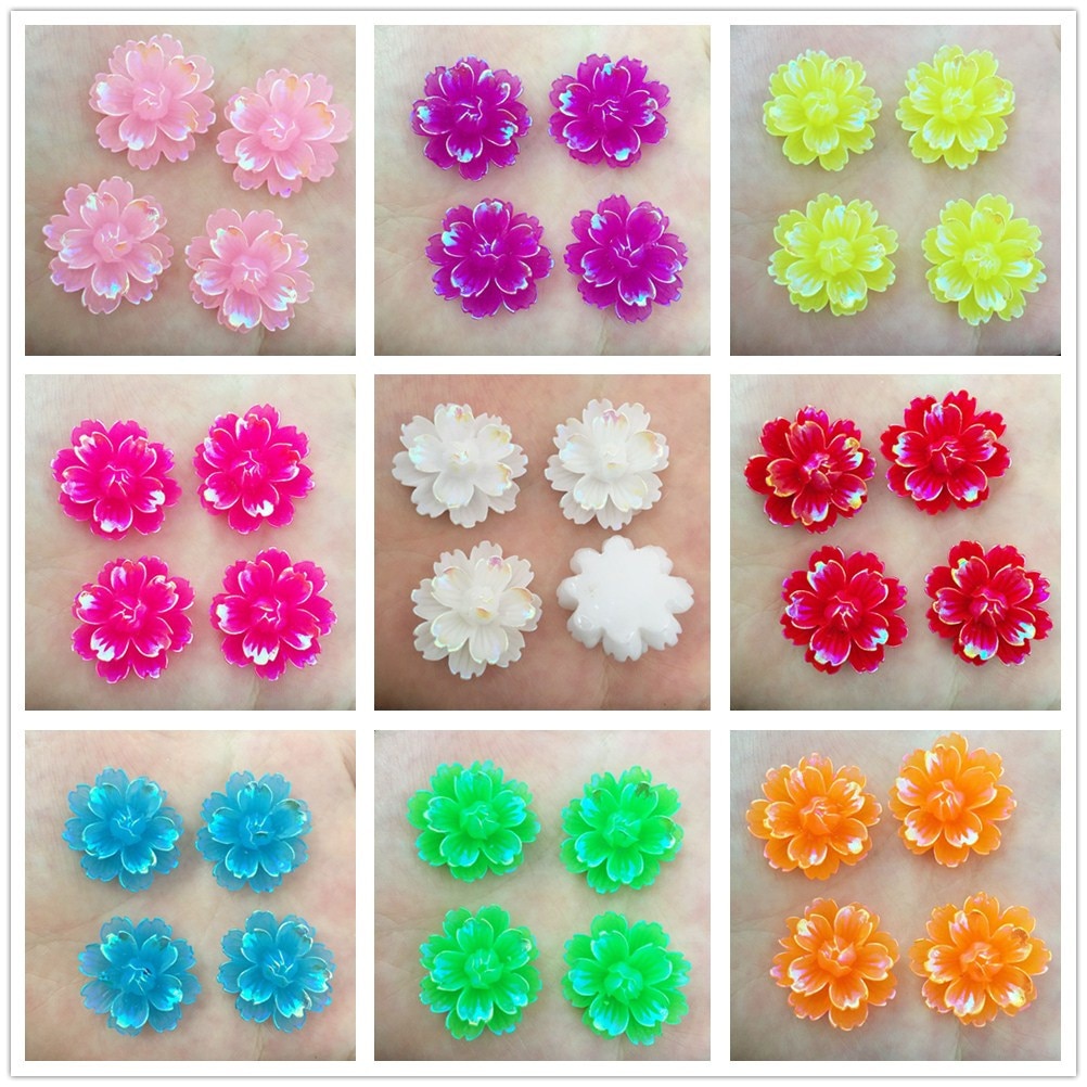 6PCS 25mm AB Resin Candy Color Flower Stone Flatba... – Vicedeal