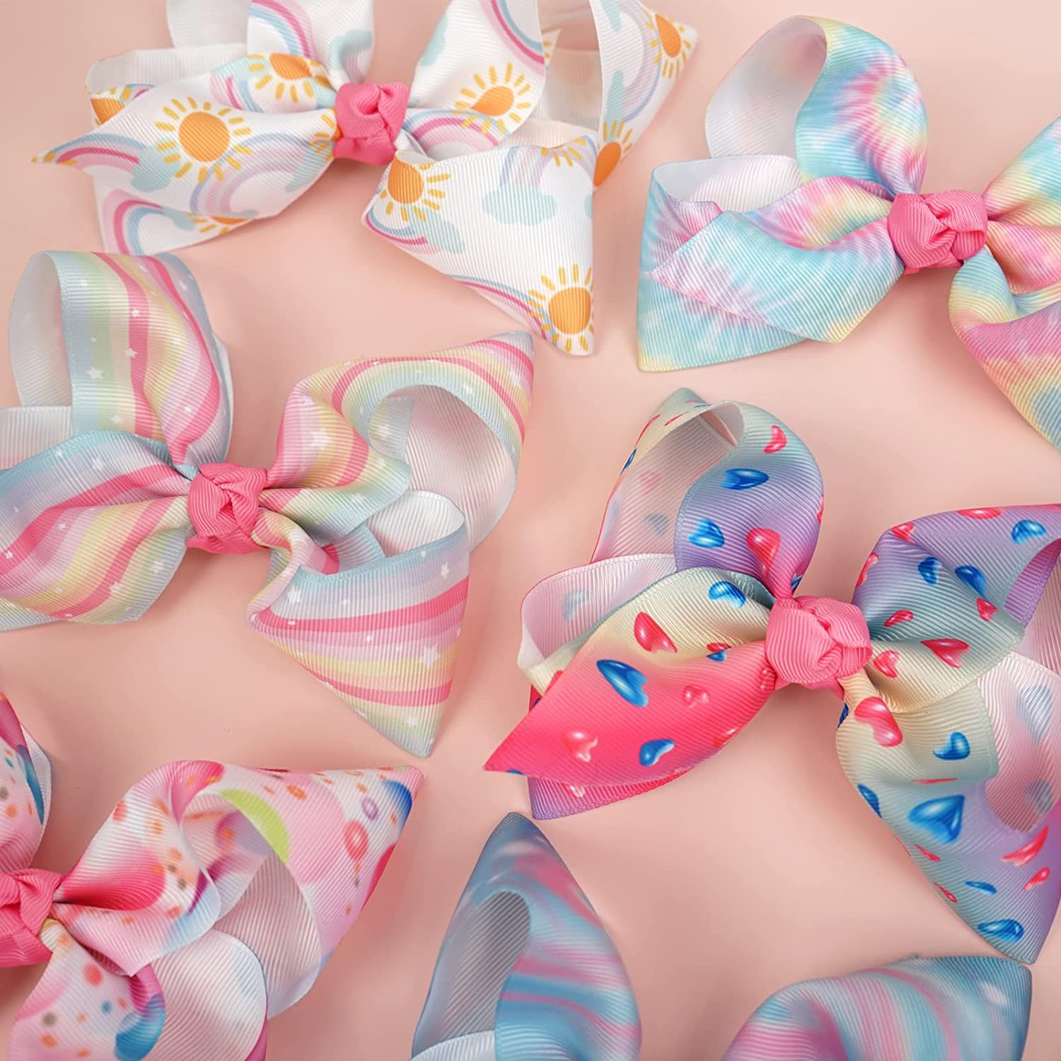 10Pack Big Hair Bow Clips for Girls Grosgrain Ribb... – Grandado