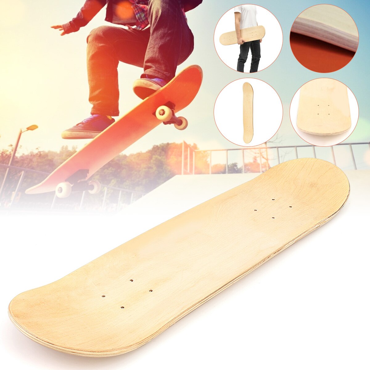 8inch 8-Layer Maple Blank Double Concave Skateboar... – Vicedeal