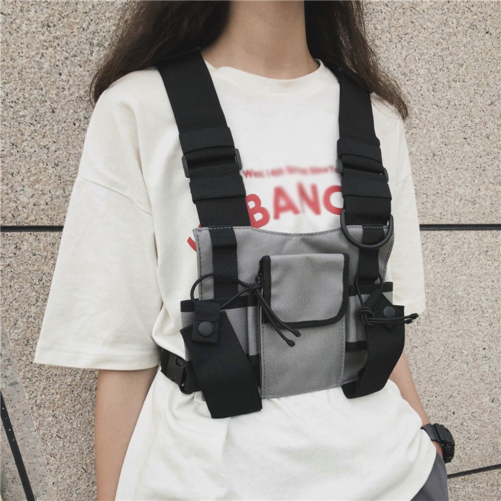 Oxford Chest Rig Bag Black Vest Hip Hop Streetwear... – Grandado