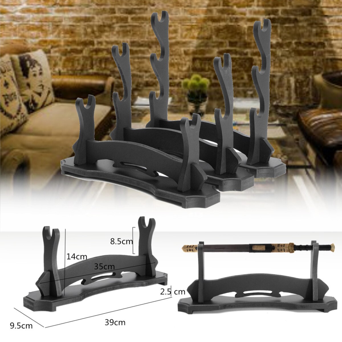 1/2/3 Layer Wall Mount Samurai Sword Katana Holder... – Grandado