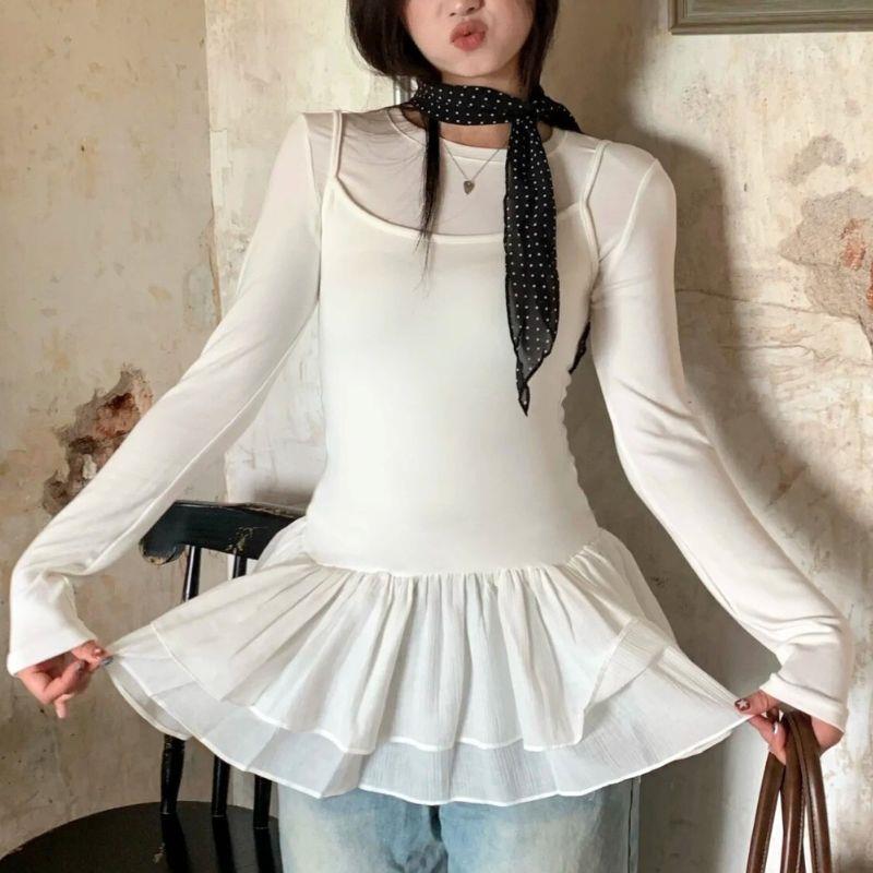 Chic Y2K Korea Vest Top With Ruffles Double Layer ... – Vicedeal