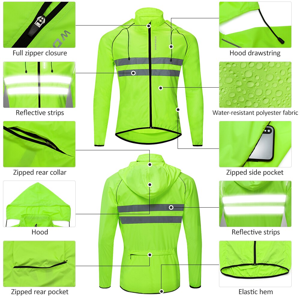 Windproof Hooded Cycling Jacket Breathable High Vi... – Vicedeal