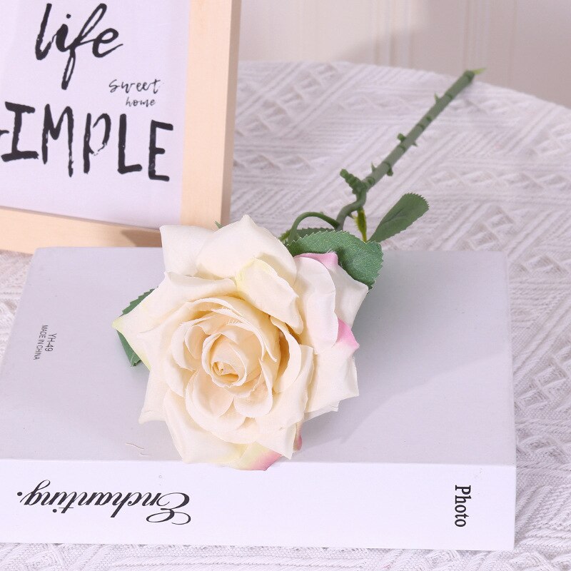 Imitation flower single head short branch Rose Sil... – Grandado