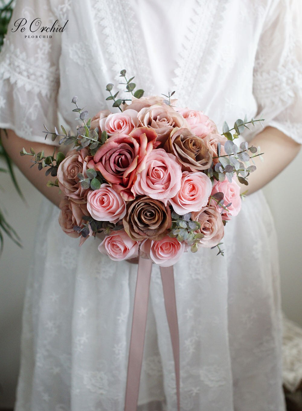 PEORCHID Vintage Rose Dusty Pink Wedding Bouquets ... – Grandado