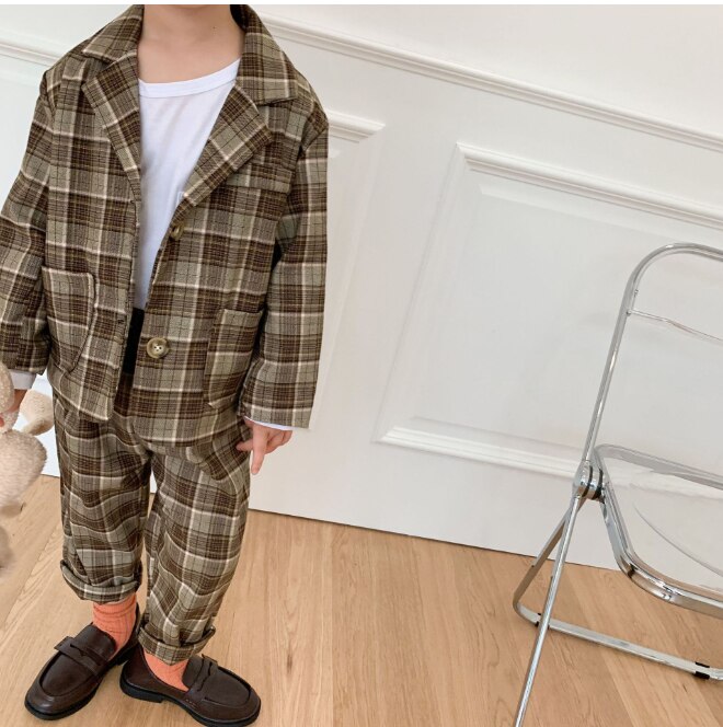 Herfst Mode Jongens Plaid Pak Kleding Sets Little ... – Vicedeal