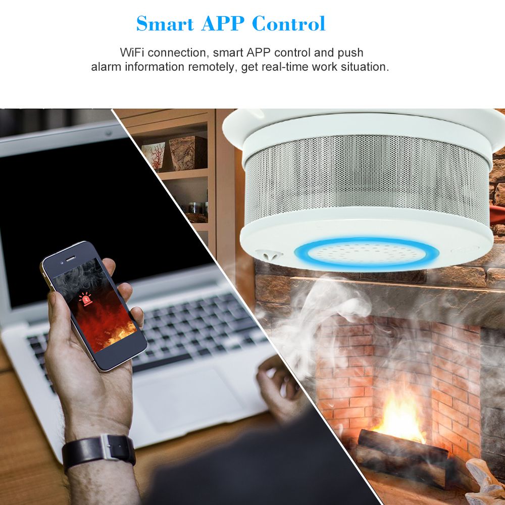 Smart WIFI + APP Fire Smoke & Temperature Sens... – Grandado