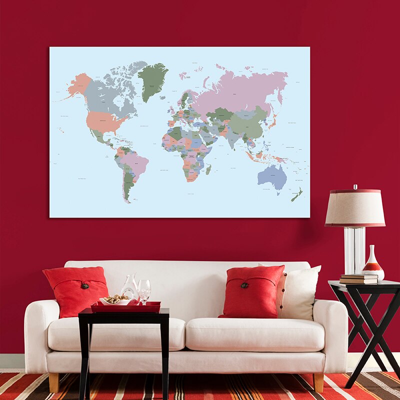 The World Political Map 225*150cm Large Size Canva... – Grandado