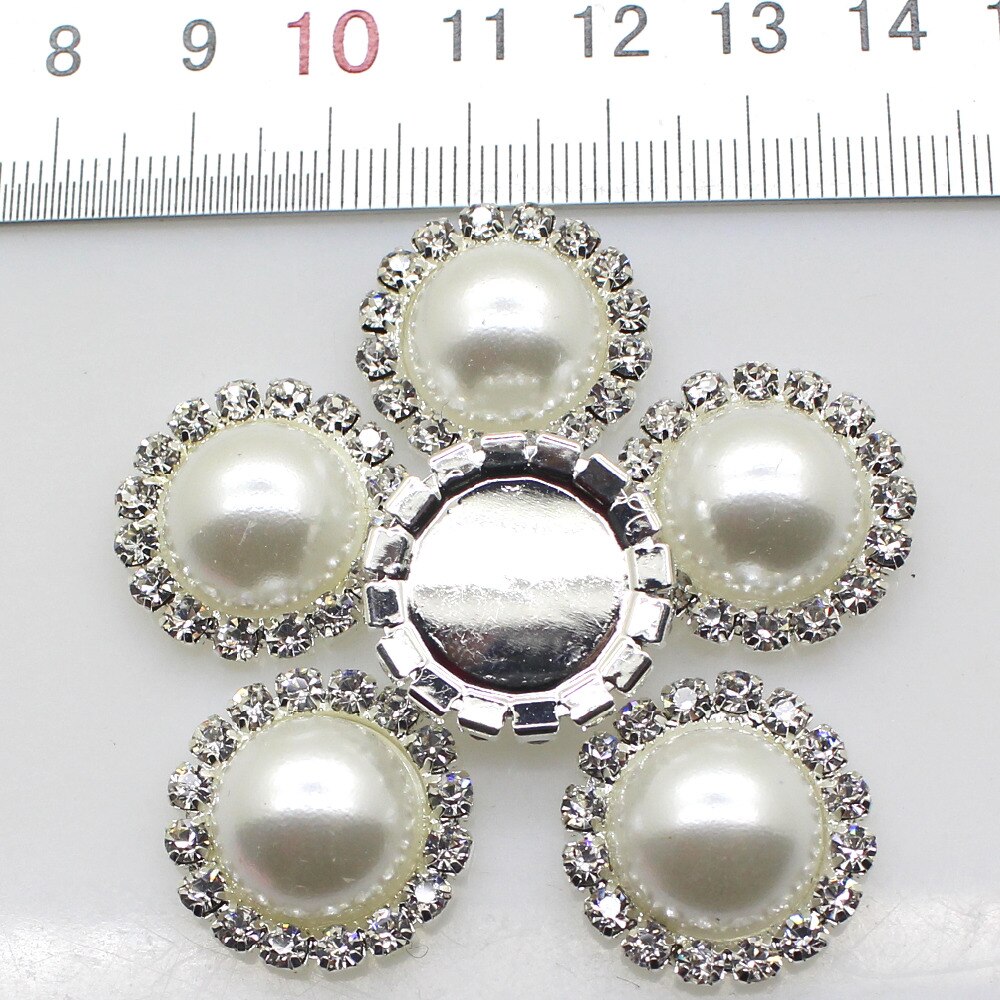 Price White Pearl Buttons Rhinestones Plating 10pc... – Grandado