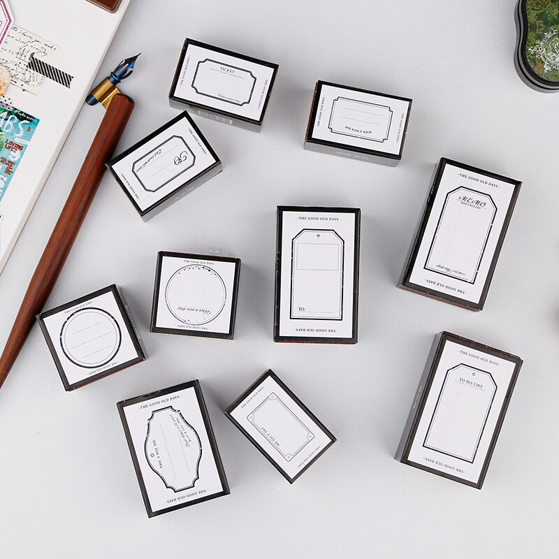 Retro Frame Label Decorative Stamps Wood Mounted R... – Grandado