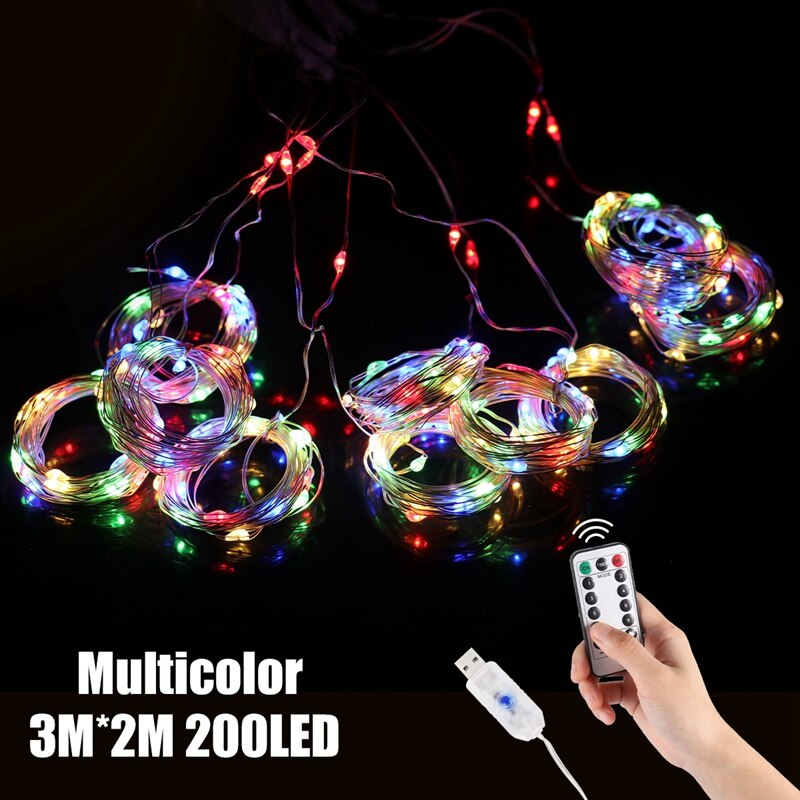 Fairy Lights Garland Curtain Lamp Remote Control U... – Vicedeal
