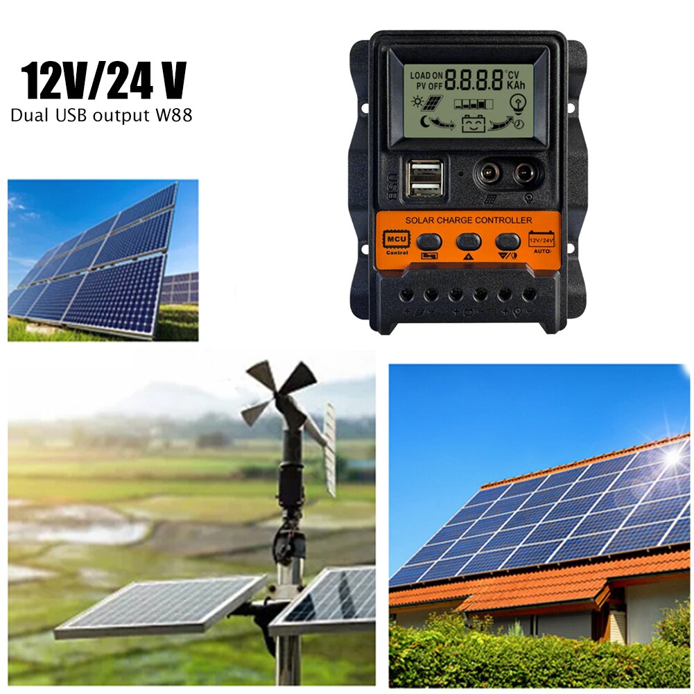 12V 24V Solar Panel Regulator Dual LCD Display Sol... – Grandado