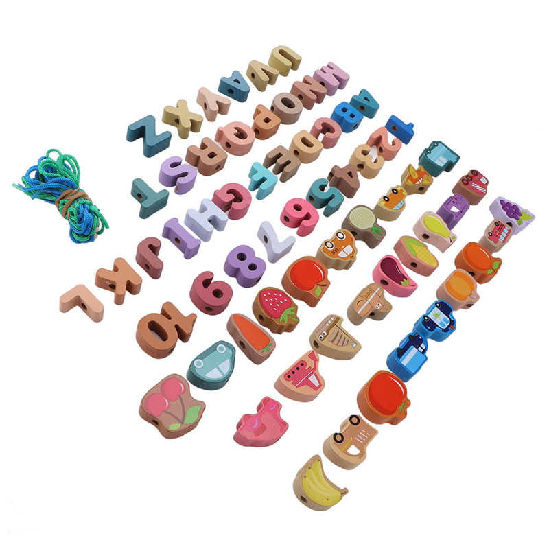 Lacing Bead Birthday Wooden Number Fruit Pattern S... – Grandado