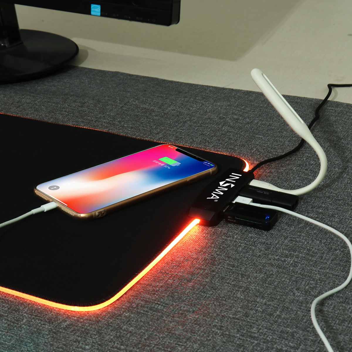 Gaming Mouse Pad RGB LED Glowing Colorful 4 HUB US... – Grandado