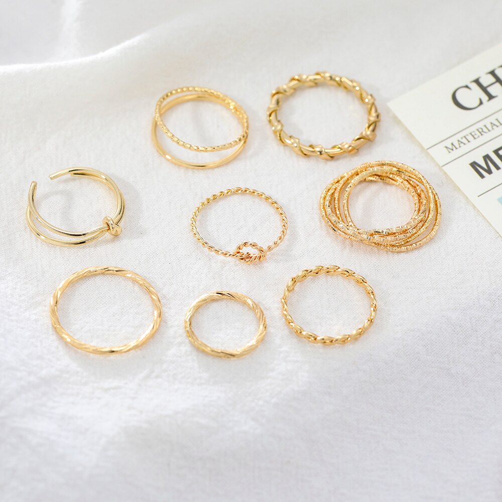 IPARAM Metal Gold Finger Ring Set For Women Punk M... – Grandado