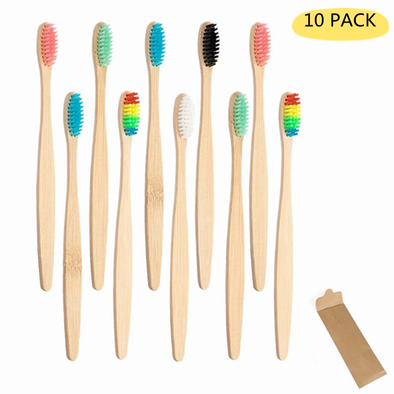 10PCS Biodegradable Bamboo Toothbrush Teeth Colorf... – Grandado